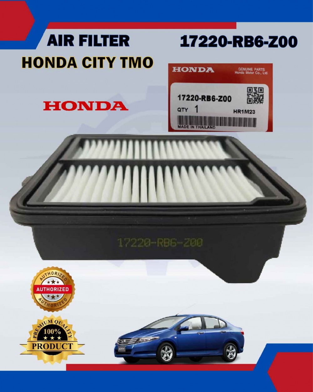 Air Filter-Honda City TMO.JAZZ TFO GE8.Freed-Honda Original-17220-RB6-Z00