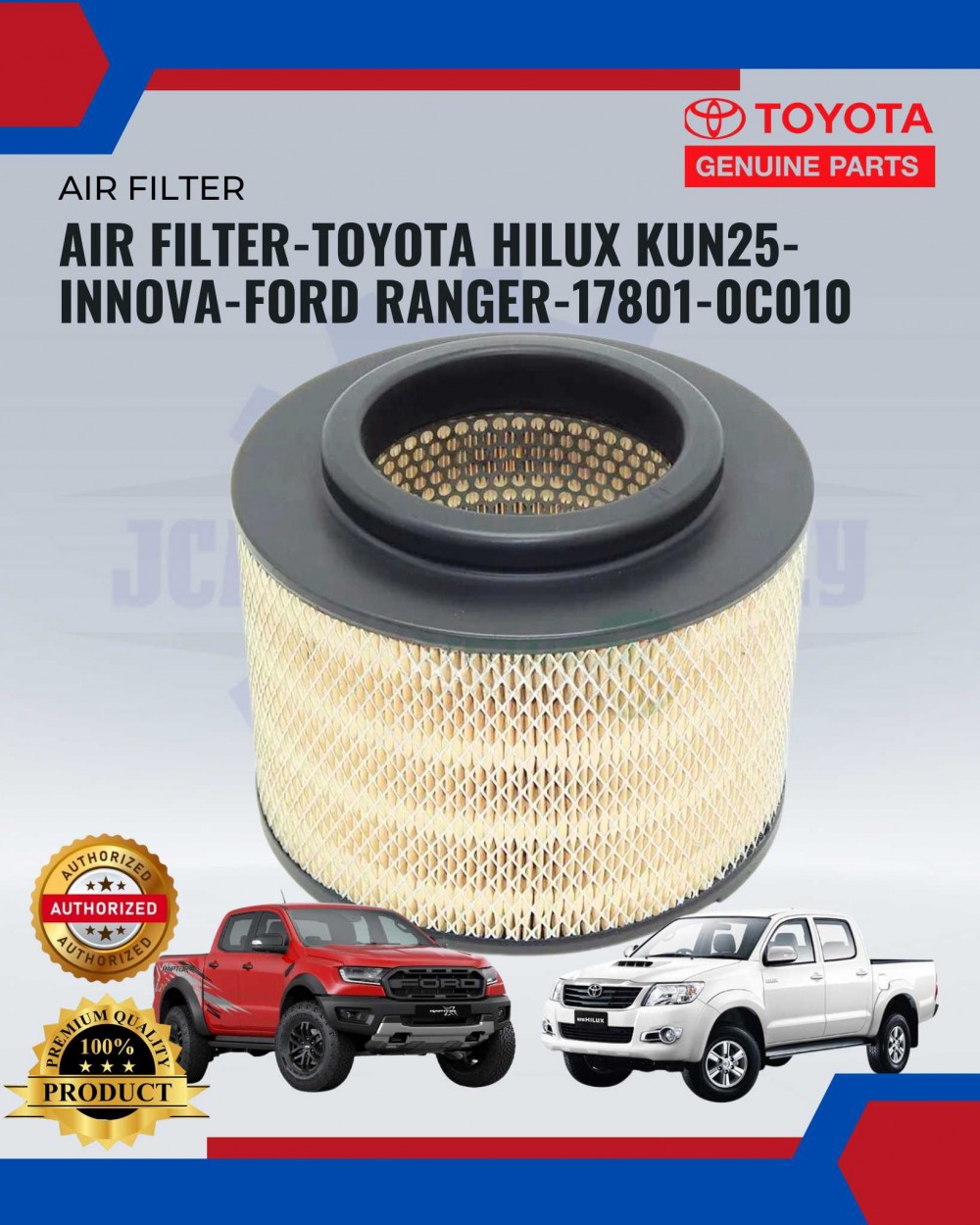 Air Filter-Toyota Hilux Kun25-Innova-Ford Ranger-17801-0C010 | JCA AUTO ...