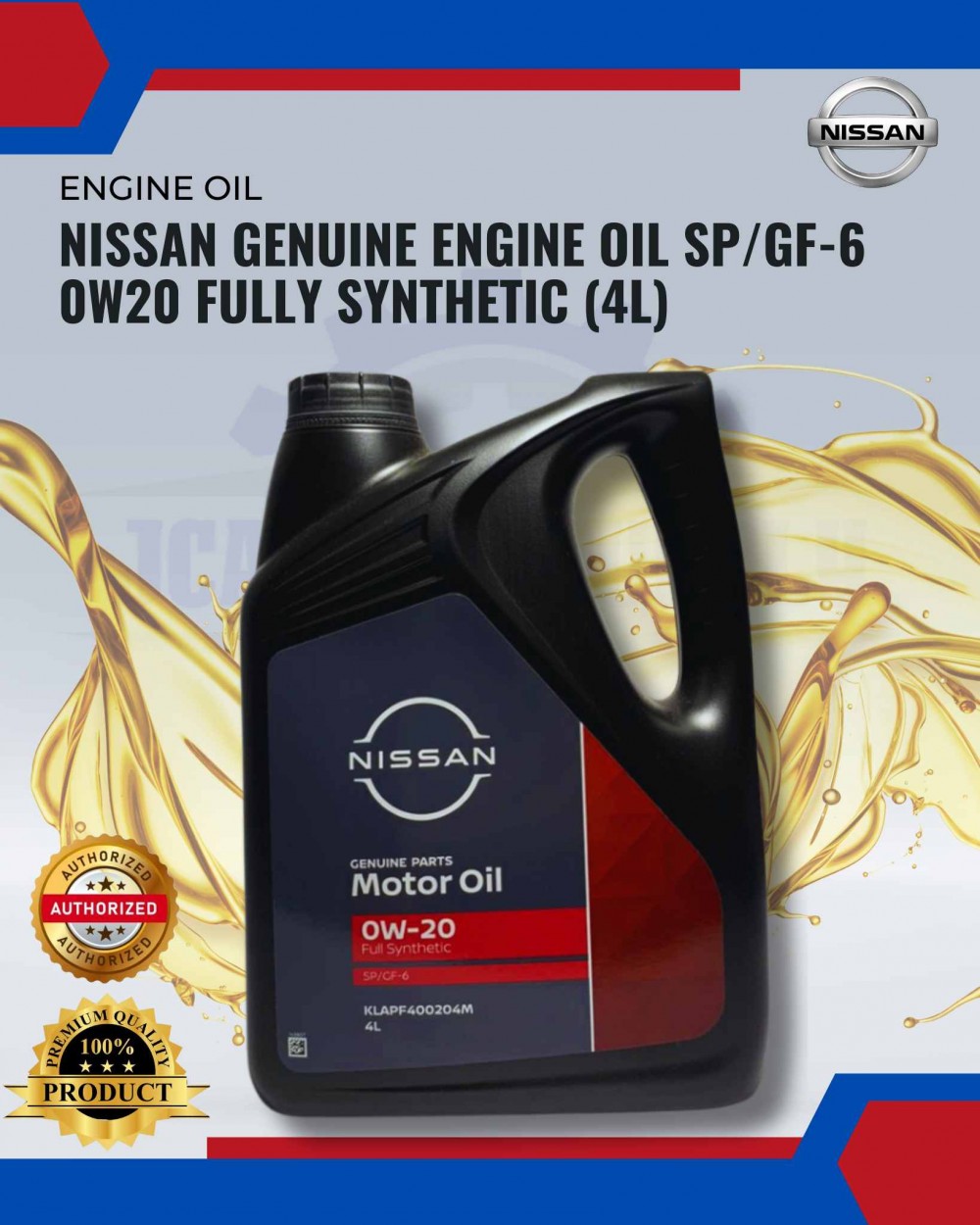 NISSAN Fully Synthetic Engine Oil-0W-20 SP/GF-6-4 Litre | JCA AUTO SUPPLY