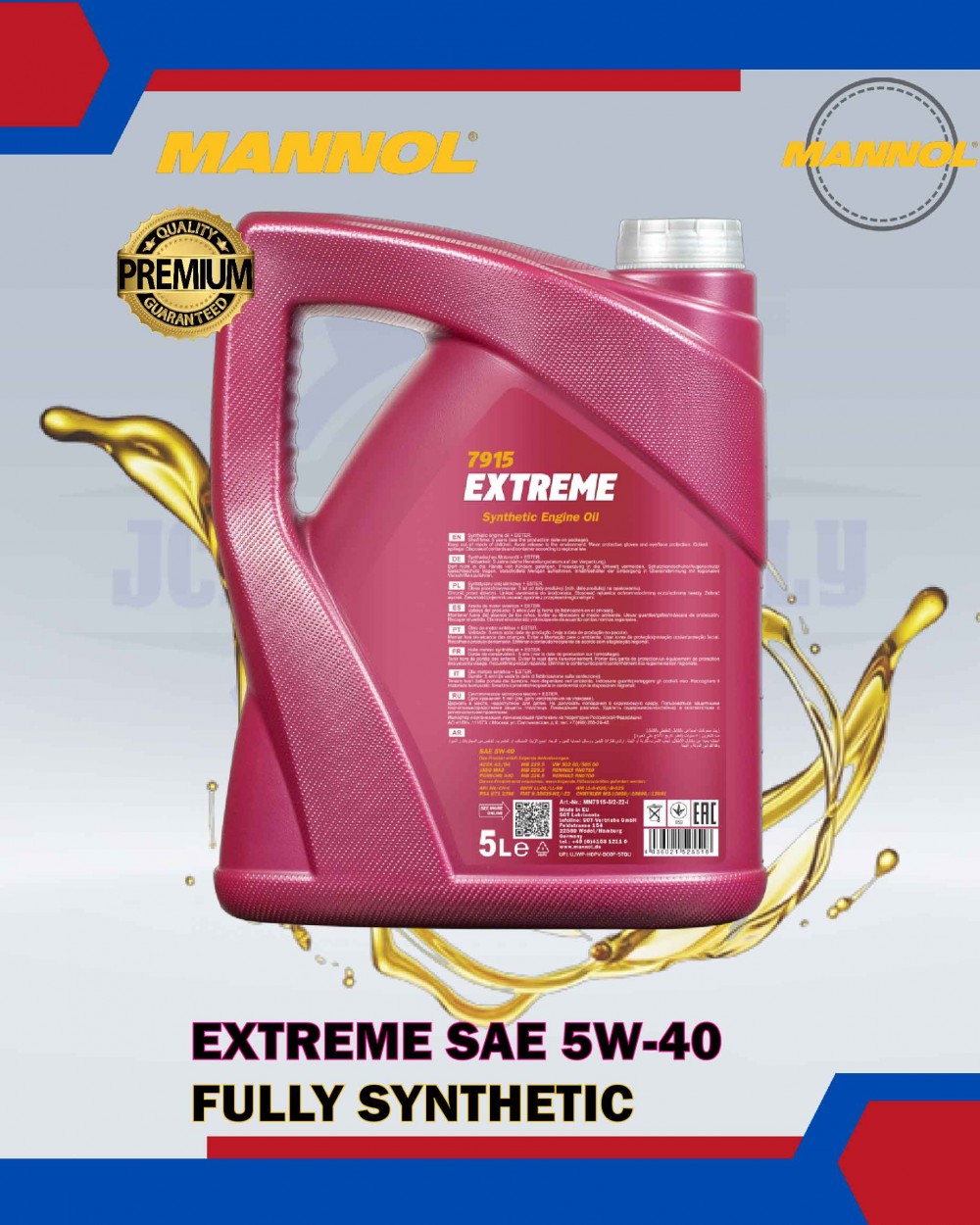Mannol Extreme SAE 5W-40 7915-Fully Synthetic Engine Oil (4l) | JCA ...