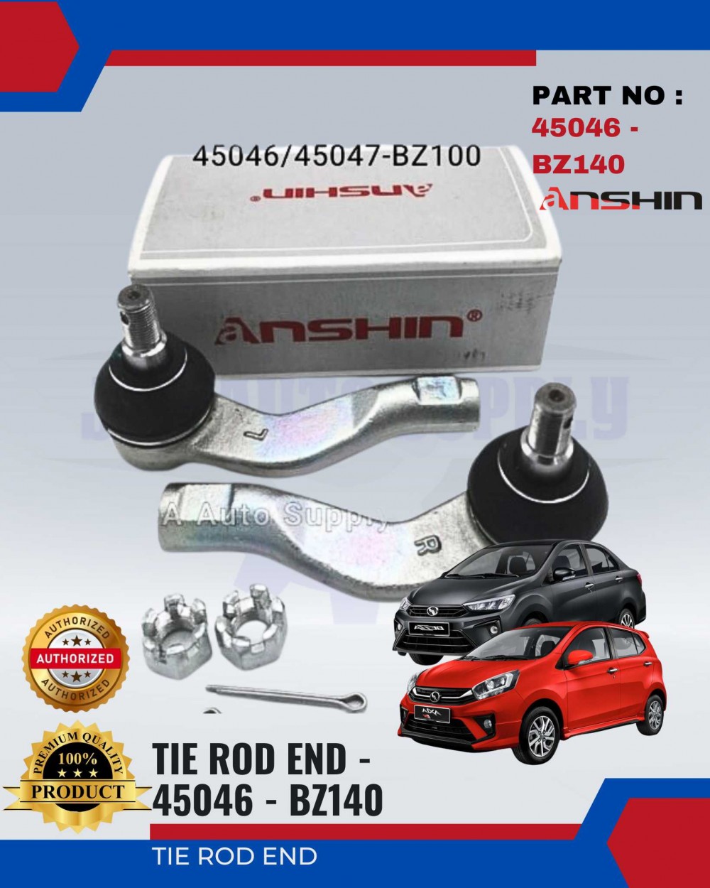 TIE ROD END- PERODUA AXIA-BEZZA 1.0 -45046-BZ140 | JCA AUTO SUPPLY