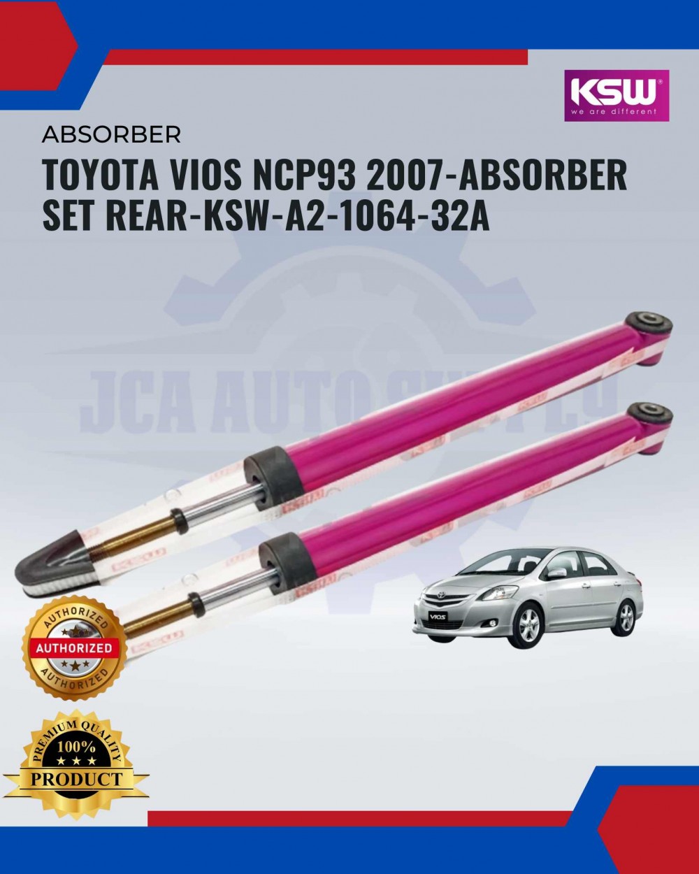 Toyota Vios NCP93 2007-Absorber Set Rear-KSW-A2-1064-32A | JCA AUTO SUPPLY