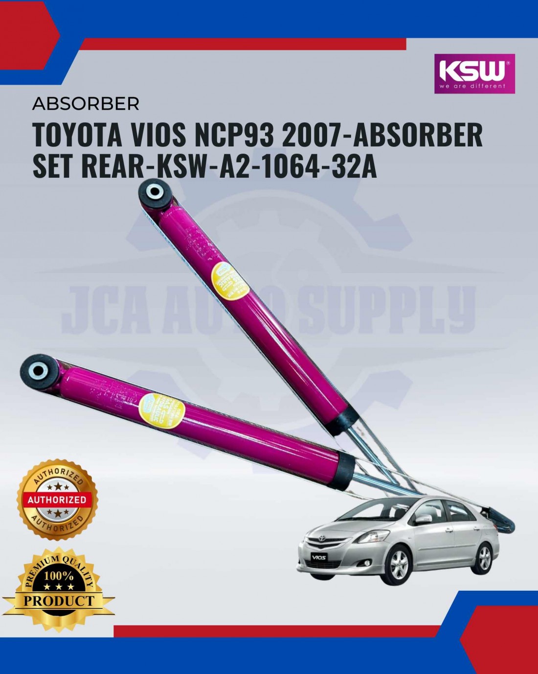 Toyota Vios NCP93 2007-Absorber Set Rear-KSW-A2-1064-32A | JCA AUTO SUPPLY