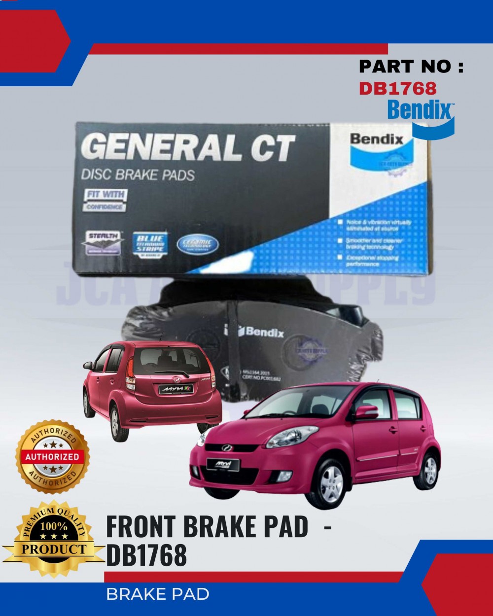 Front Disc Brake Pad-Perodua Myvi-BENDIX-DB1768 | JCA AUTO SUPPLY