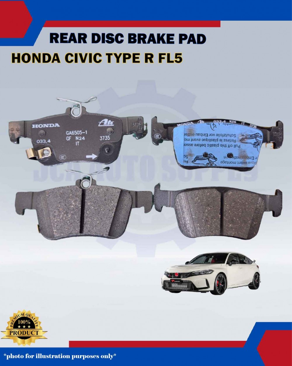 Honda Civic Type R FL5-Rear Disc Brake Pad-HONDA-43022-T60-A01