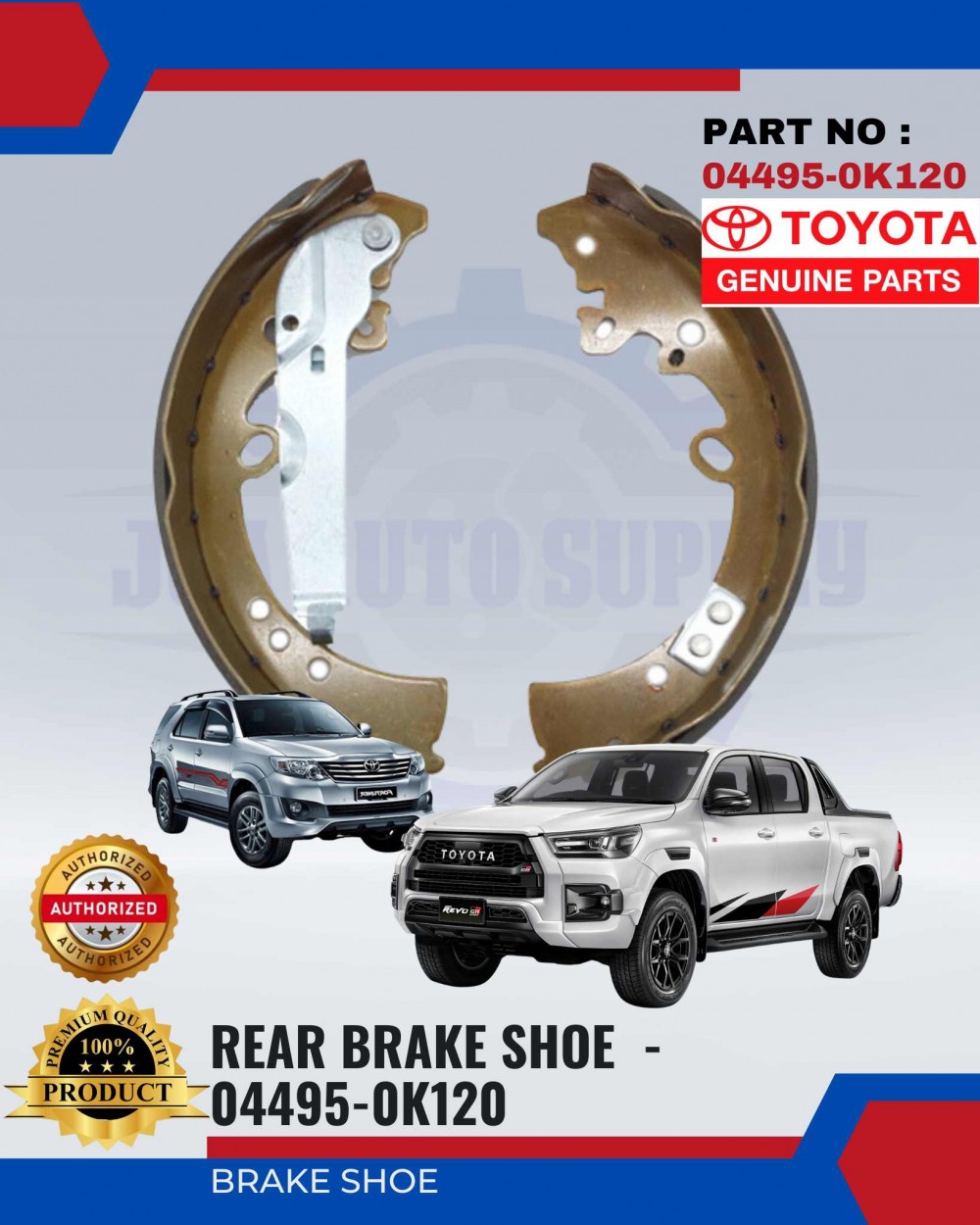 Rear Brake Shoe-Toyota Hilux-Fortuner-04495-0K120 | Toyota | JCA AUTO ...