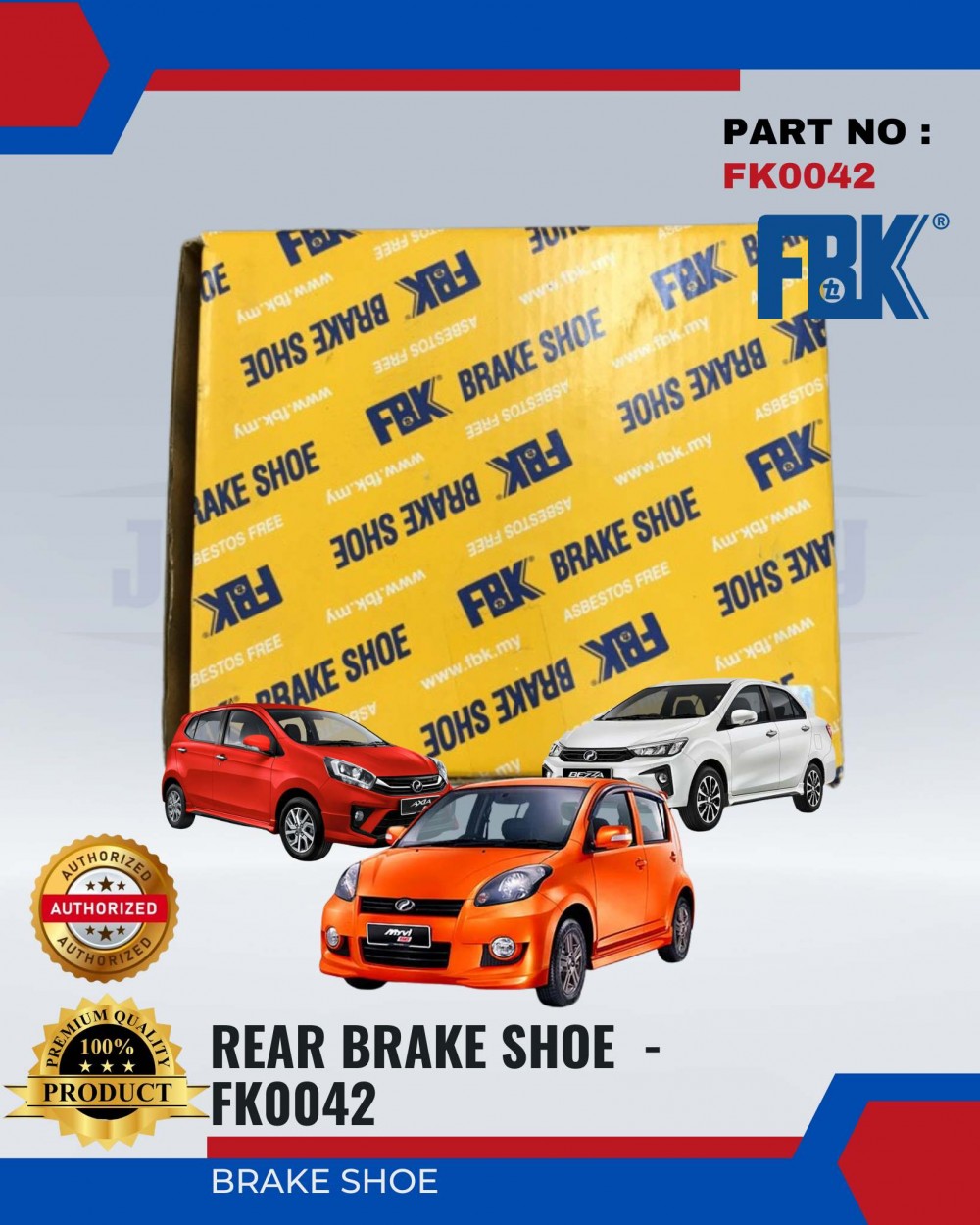 Perodua Myvi (Old Model) - Axia - Bezza Rear Brake Shoe - FBK - FK0042