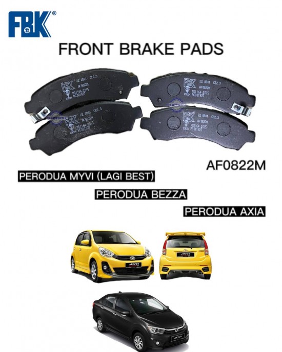 Perodua Myvi (Lagi Best) - Axia - Bezza Front Disc Brake Pad - FBK - AF0822