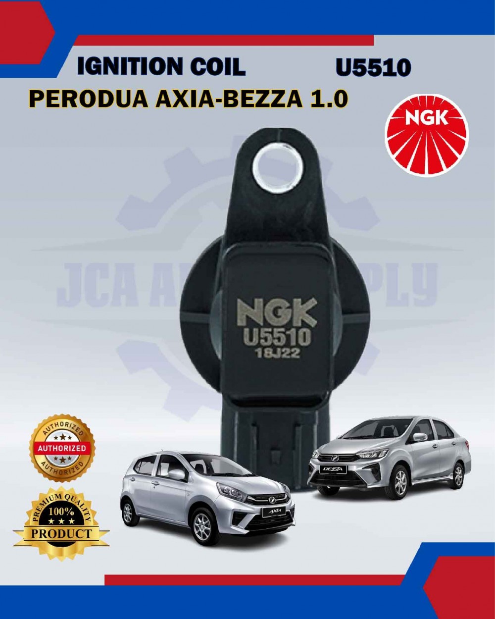 Ignition Coil-Perodua Axia-Bezza 1.0-NGK-U5510 | JCA AUTO SUPPLY