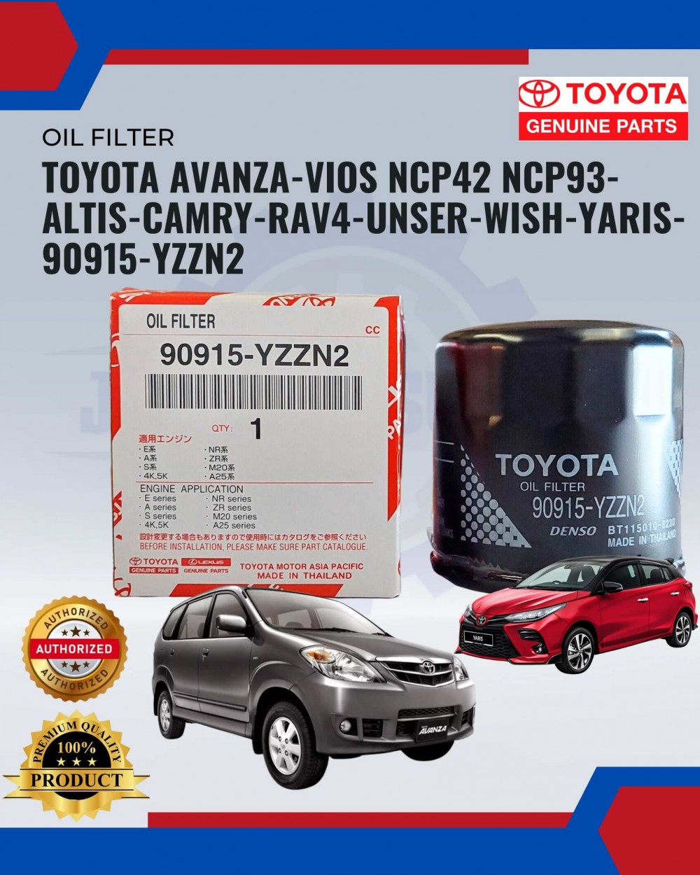 Oil Filter-Toyota Avanza-Vios-NCP42-NCp93-Altis-Camry-Rav4-Unser-Wish ...