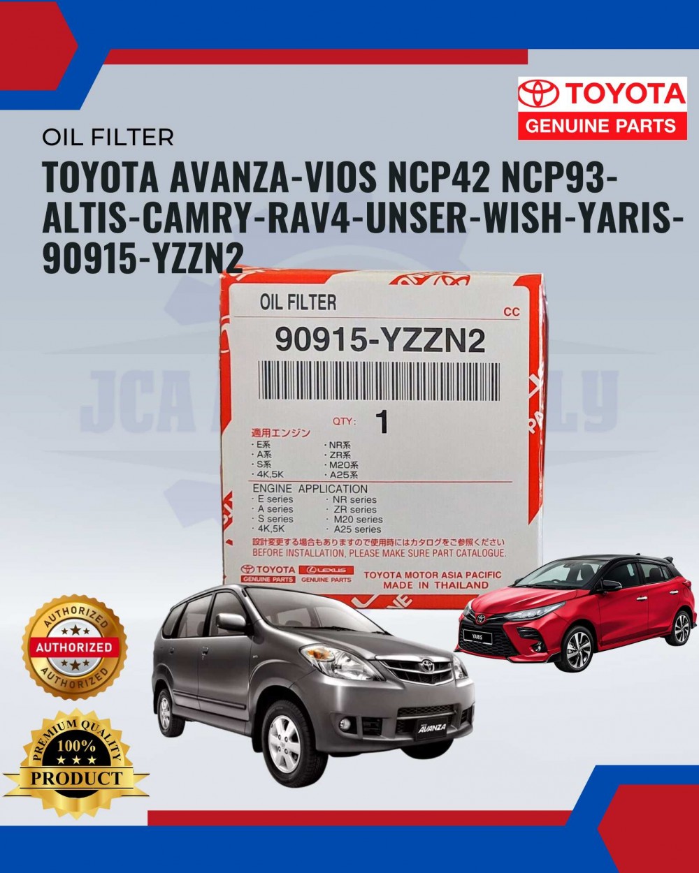 Oil Filter-Toyota Avanza-Vios-NCP42-NCp93-Altis-Camry-Rav4-Unser-Wish ...