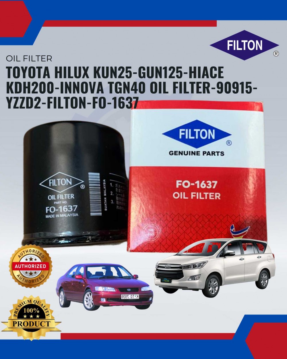 Toyota Hilux Kun25-Gun125-Hiace KDH200-Innova TGN40 Oil Filter-90915 ...