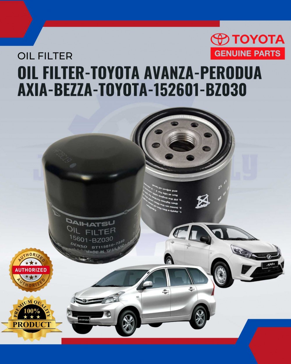 Oil Filter-Toyota Avanza-Perodua Axia-Bezza-Toyota-152601-BZ030 | JCA ...