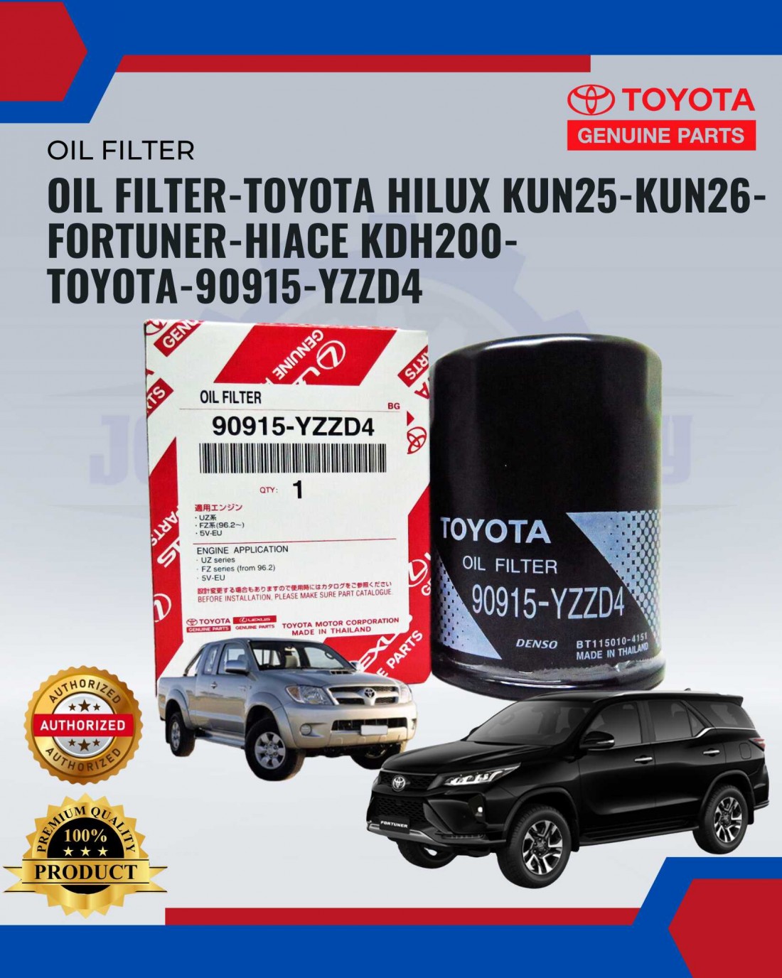 Oil Filter-Toyota Hilux Kun25-Kun26-Fortuner-Hiace Kdh200-Toyota-90915 ...