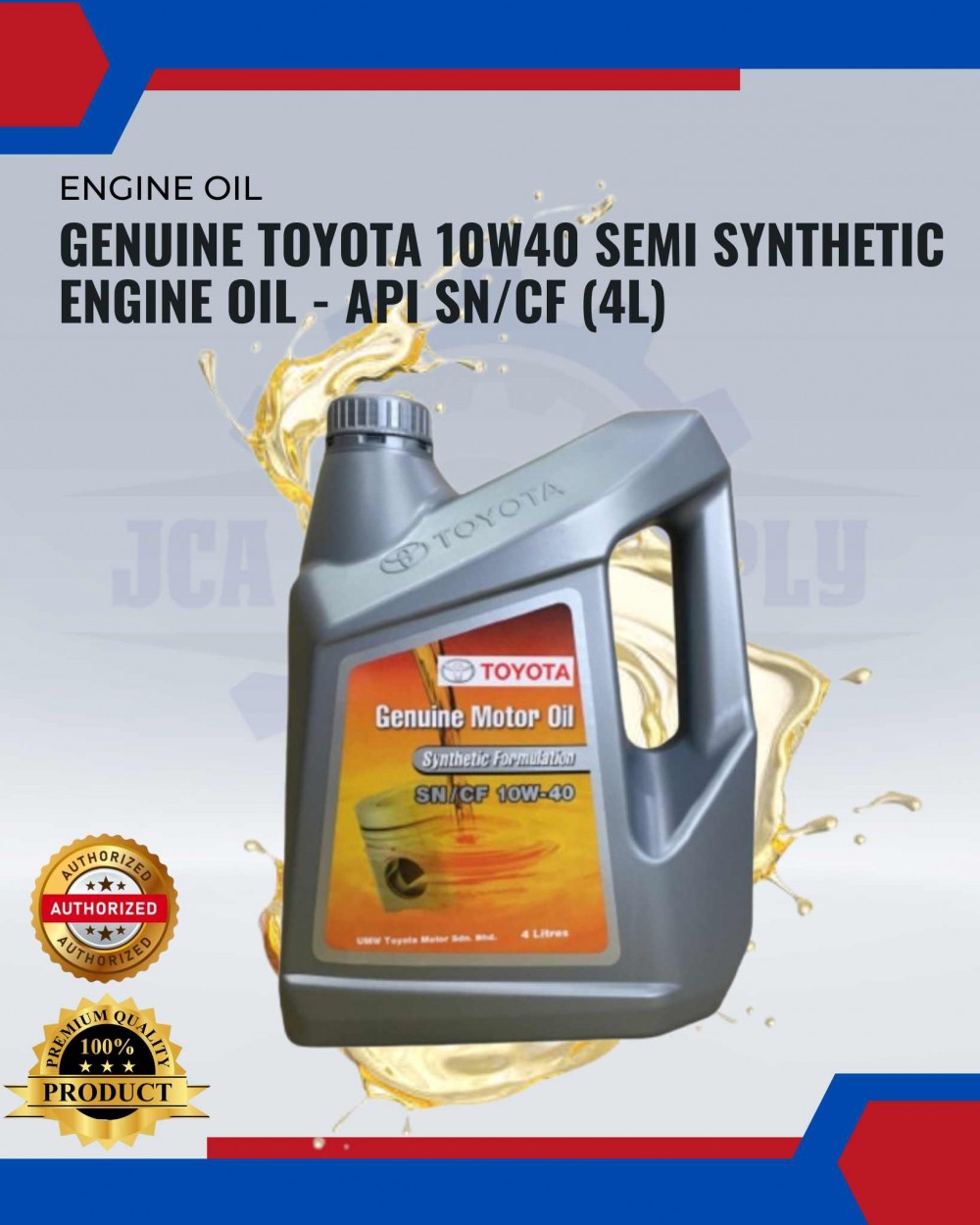 Genuine Toyota 10W40 Semi Synthetic Engine Oil - API SN/CF (4L)