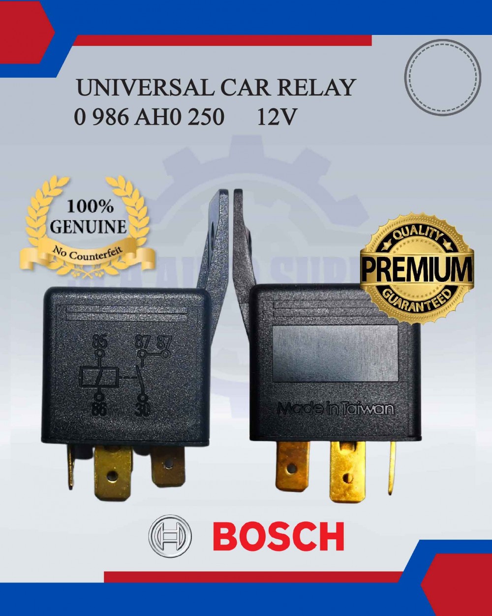 Universal Car Relay 5 Pin 12V-BOSCH ORIGINAL-0986AH0250 | JCA AUTO SUPPLY