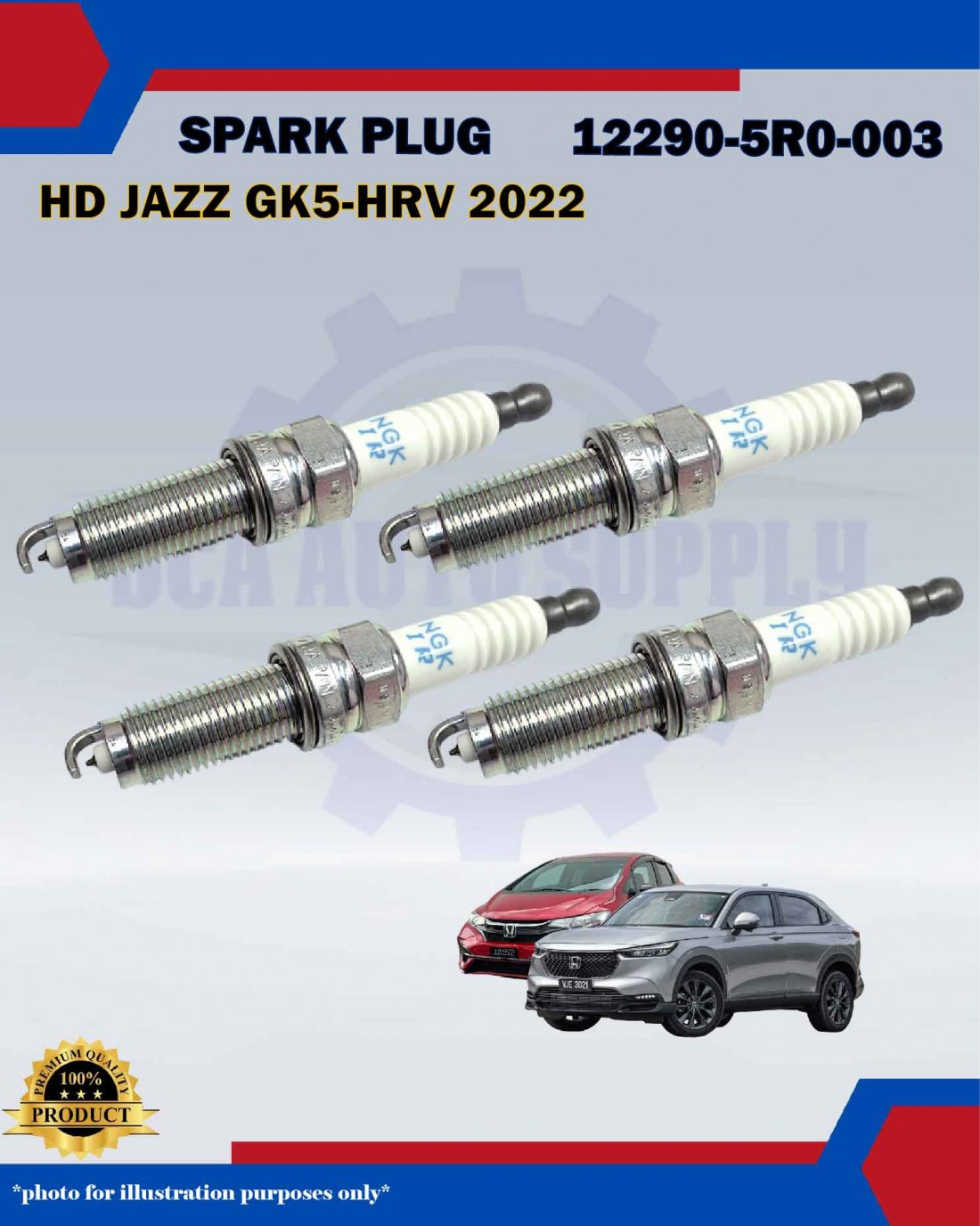Honda Double Iridium Spark Plug-Honda Jazz GK5-HRV 2022-CRZ-12290-5R0 ...